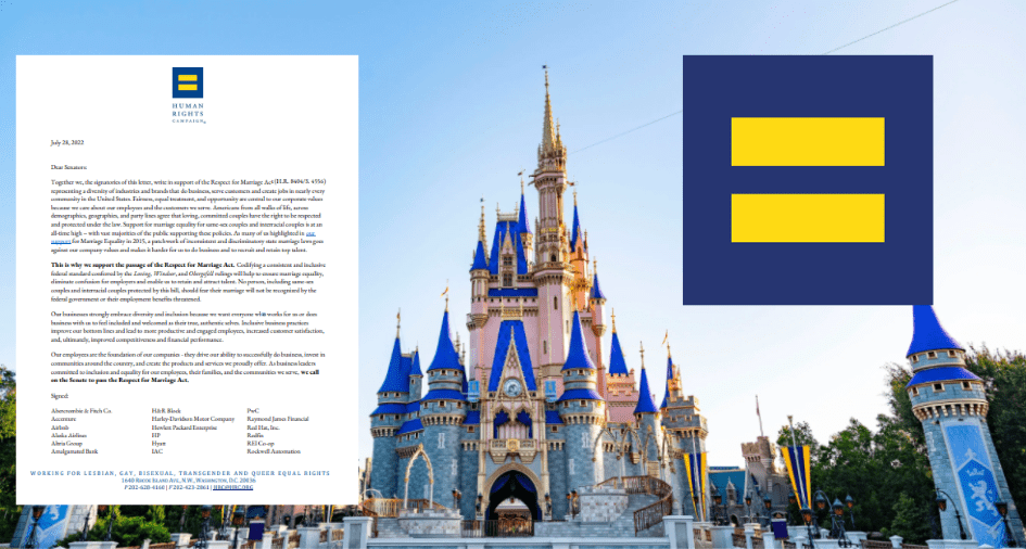 Disney Among 170 Companies in Support of the 'Respect for Marriage Act'