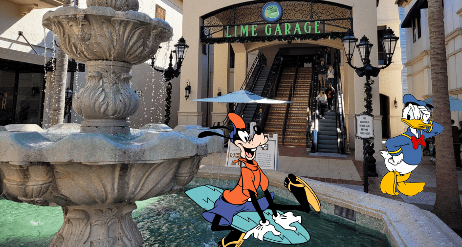 Surf's Up! Man Tries To Catch a Wave in Disney Springs Fountain